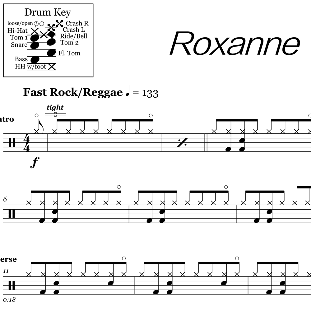 Roxanne - The Police - Drum Sheet Music | OnlineDrummer.com Roxanne - The Police - Drum Sheet Music | OnlineDrummer.com